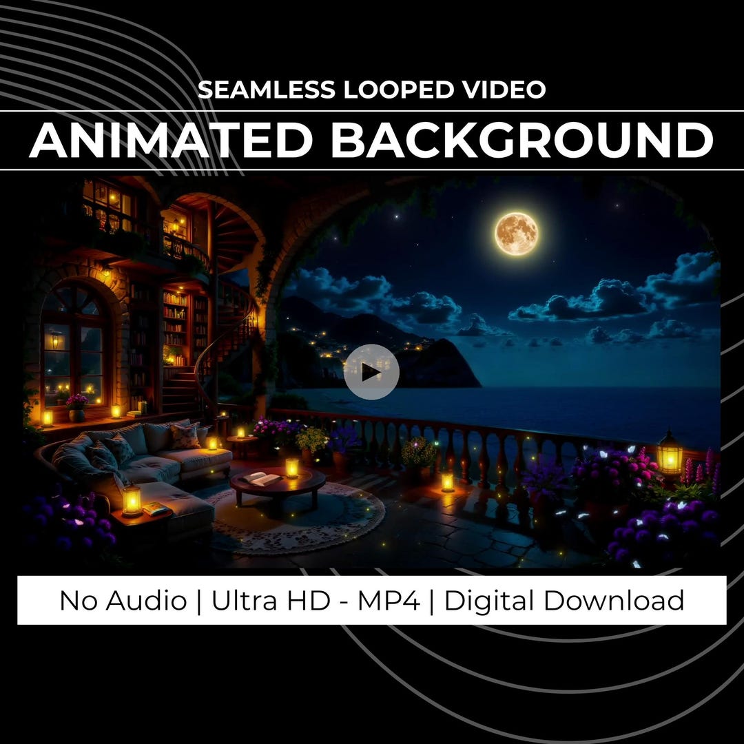 Dreamy Moonlit Balcony Animated Background for Twitch OBS | Cozy Stream ...