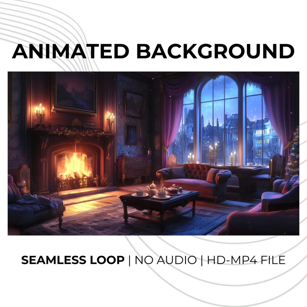 Animated Cozy Winter Fireplace Background: Seamless Looping Hd Mp4 for ...
