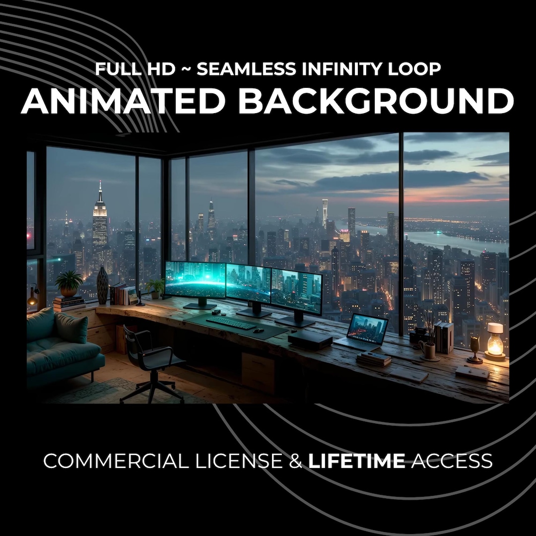 Deep Work Study Lofi Animated Background - Seamless Loop Video - Motion ...