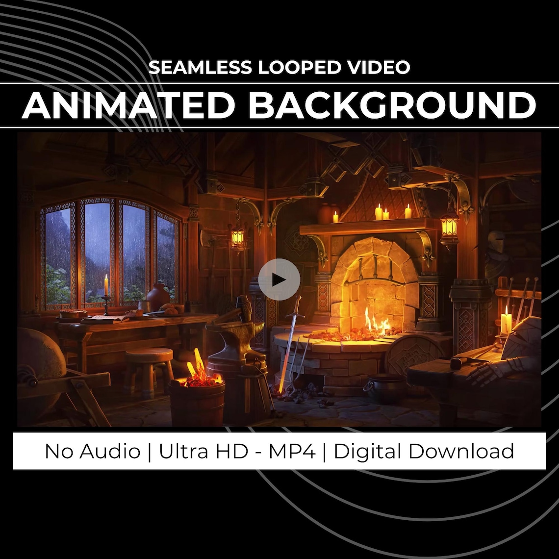 Cozy Fantasy Forge Animated Background for Twitch OBS | Medieval RPG ...