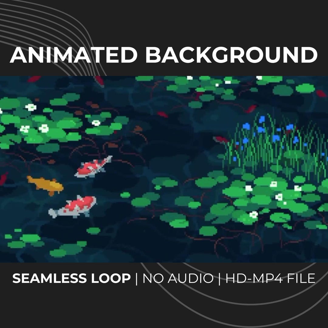 Pixel Art Koi Pond Animated Background: Serene Aquatic Loop (HD MP4 ...