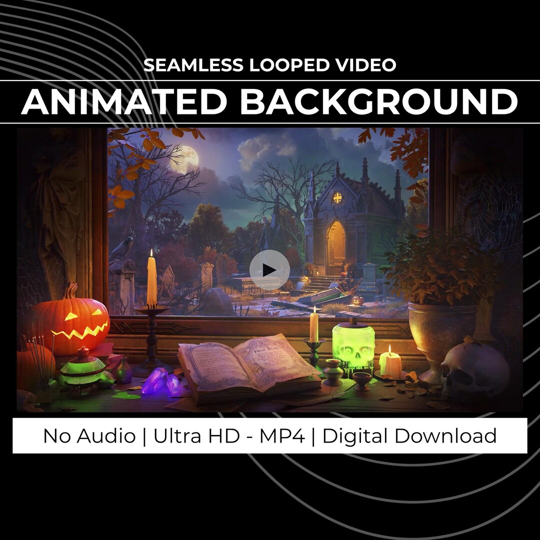 Spooky Halloween Animated Background for Stream | Cozy Graveyard Vtuber ...