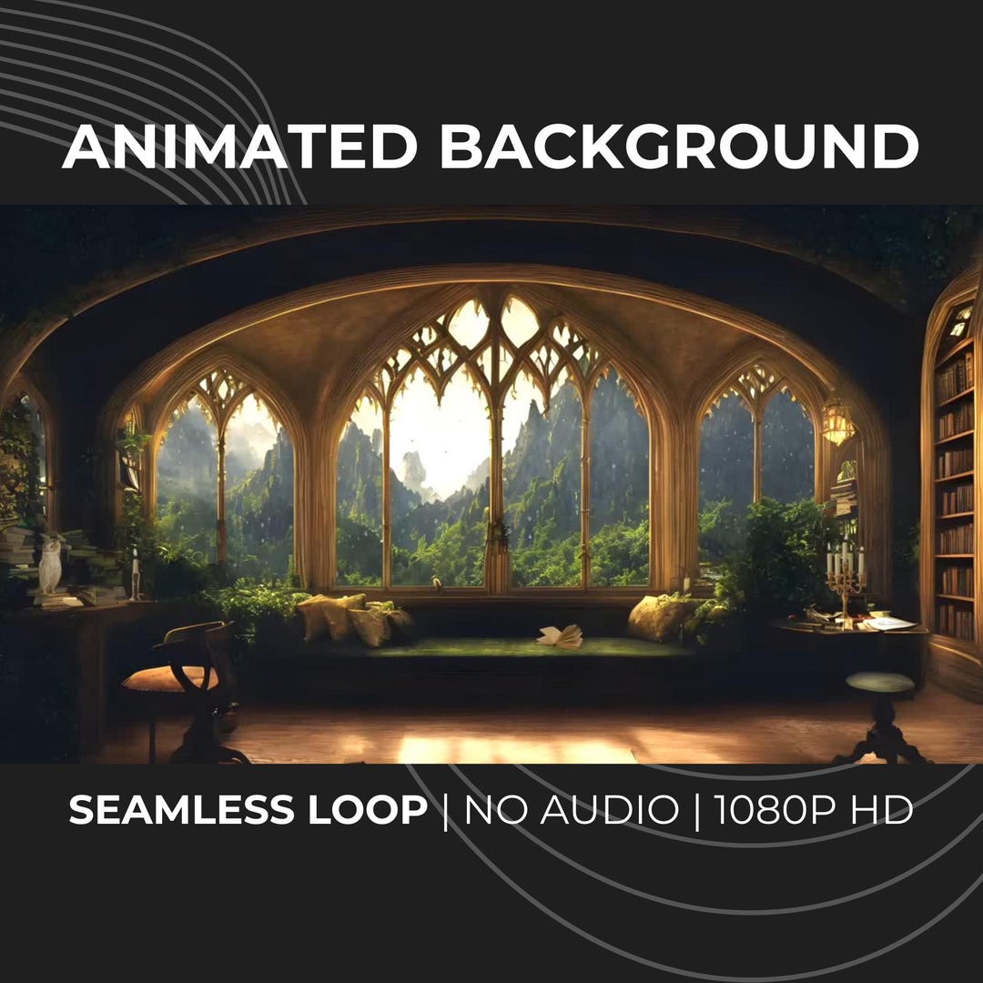 Gothic Castle Window Animated Stream Background: Fantasy Vtuber Overlay ...