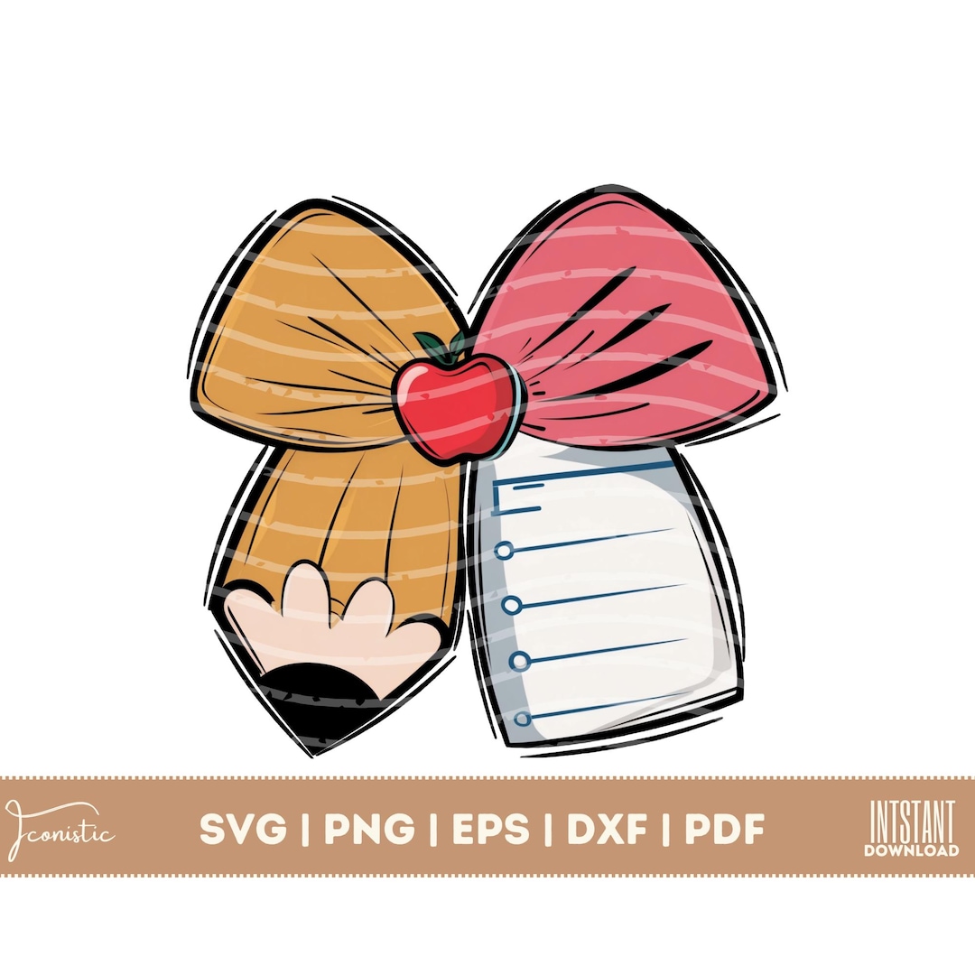 Teacher Pencil Paper Bow Png Svg Eps Dxf File, Can Be Personalized With ...