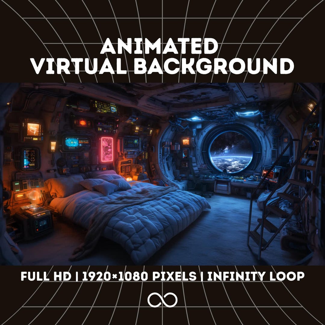 Animated Sci-fi Spaceship Bedroom Virtual Background: Earth View (MP4 ...
