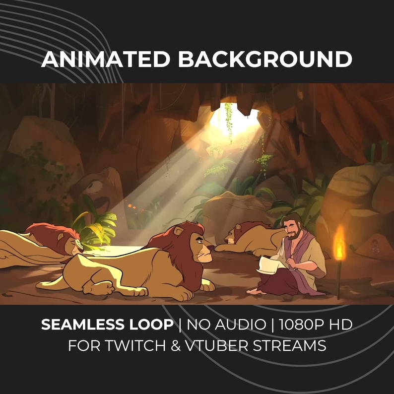Daniel in Lion's Den Animated Stream Background: Christian Vtuber ...