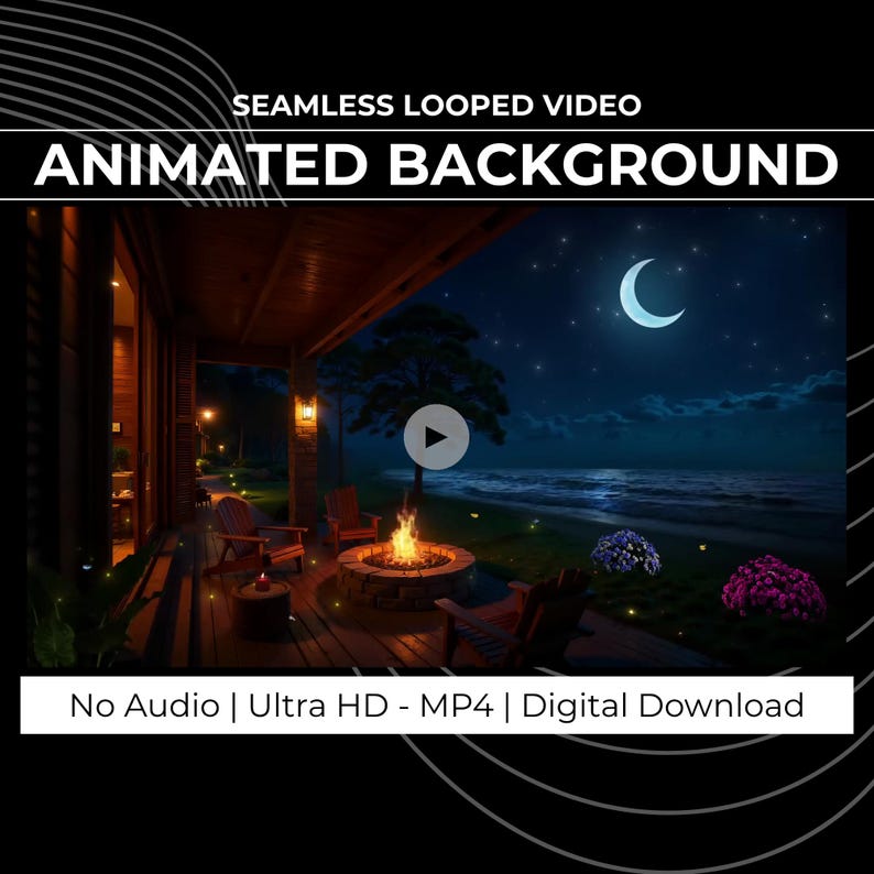Cozy Night Bonfire Stream Background Loop | Dreamy Beach Animated Overlay for Twitch, OBS ...