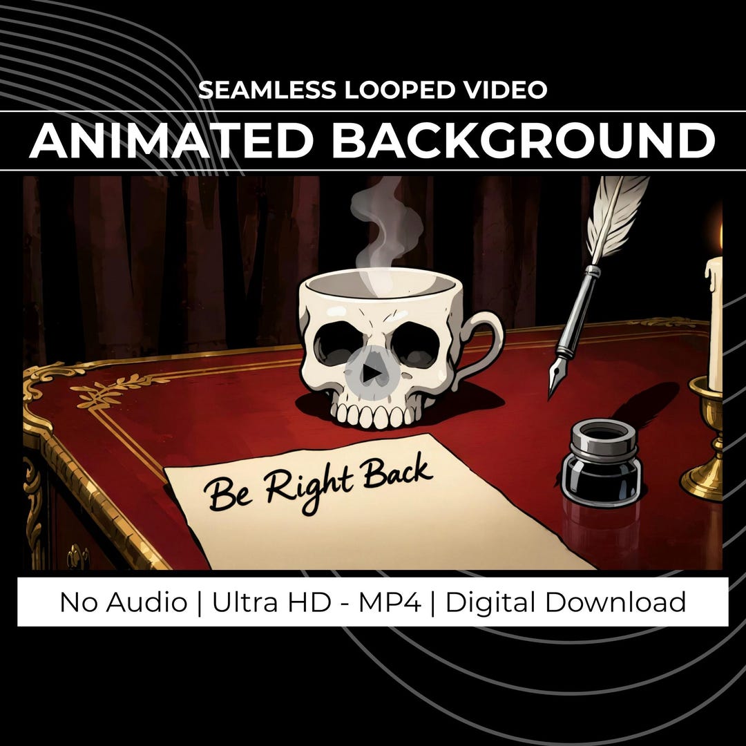 Gothic Skull BRB Animated Stream Overlay | Twitch, Youtube (digital ...