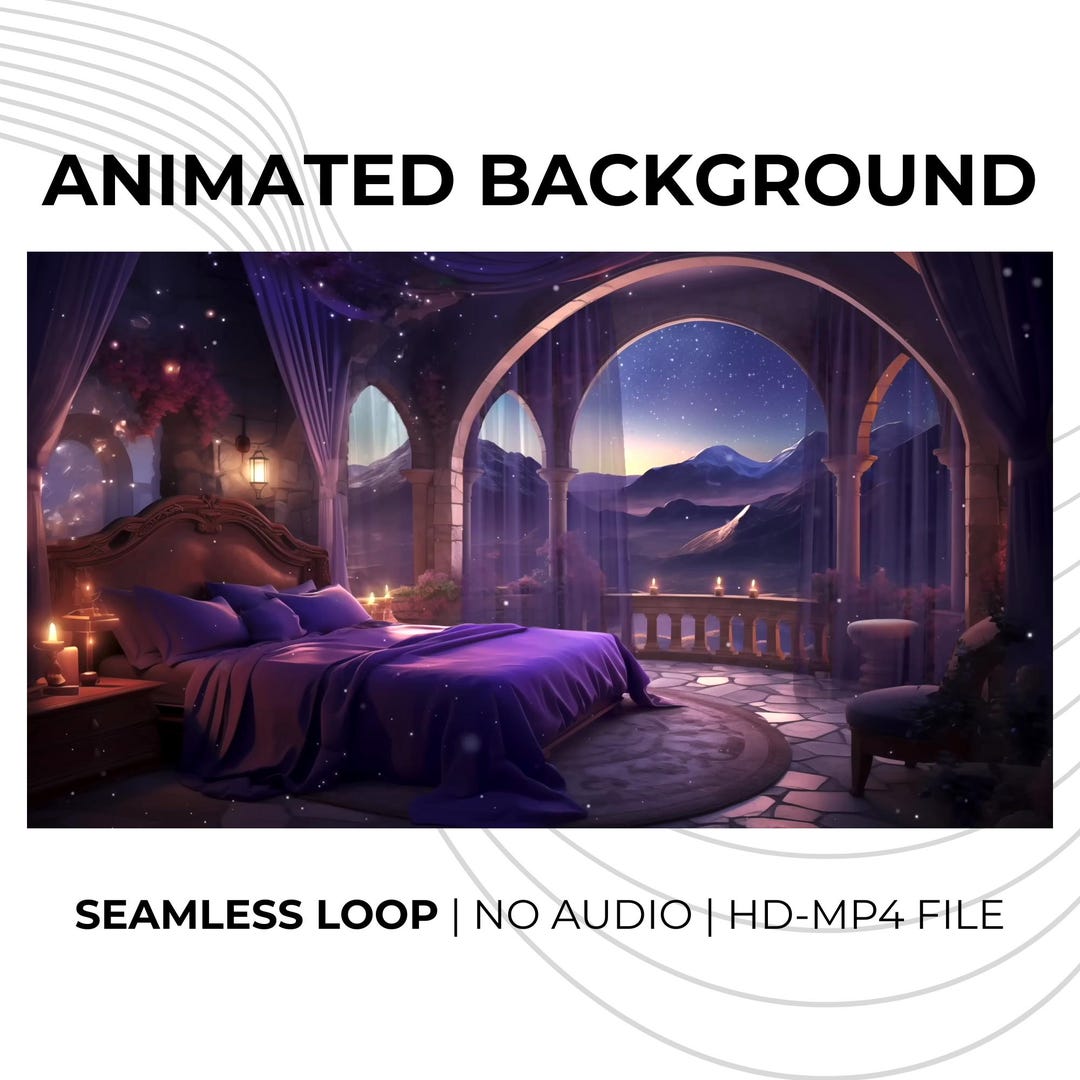 Animated Fantasy Bedroom Background: Purple Starlight Stream Overlay ...