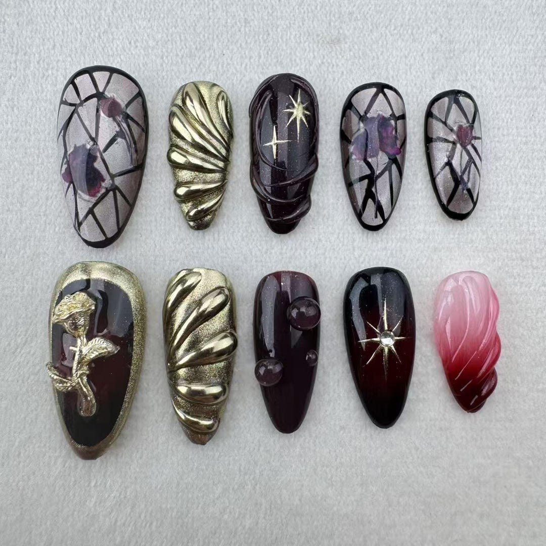 Flower Press on Nails | Chic Custom Gel Nail Art - Etsy