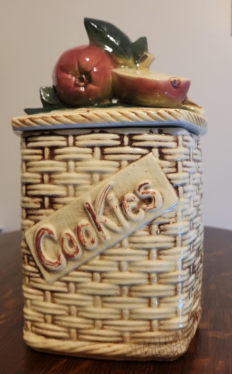 Mccoy Basket Weave Cookie Jar With Apples - Etsy