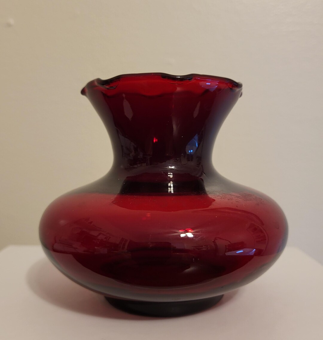 Royal Ruby Red Vintage Anchor Hocking Vase - Etsy