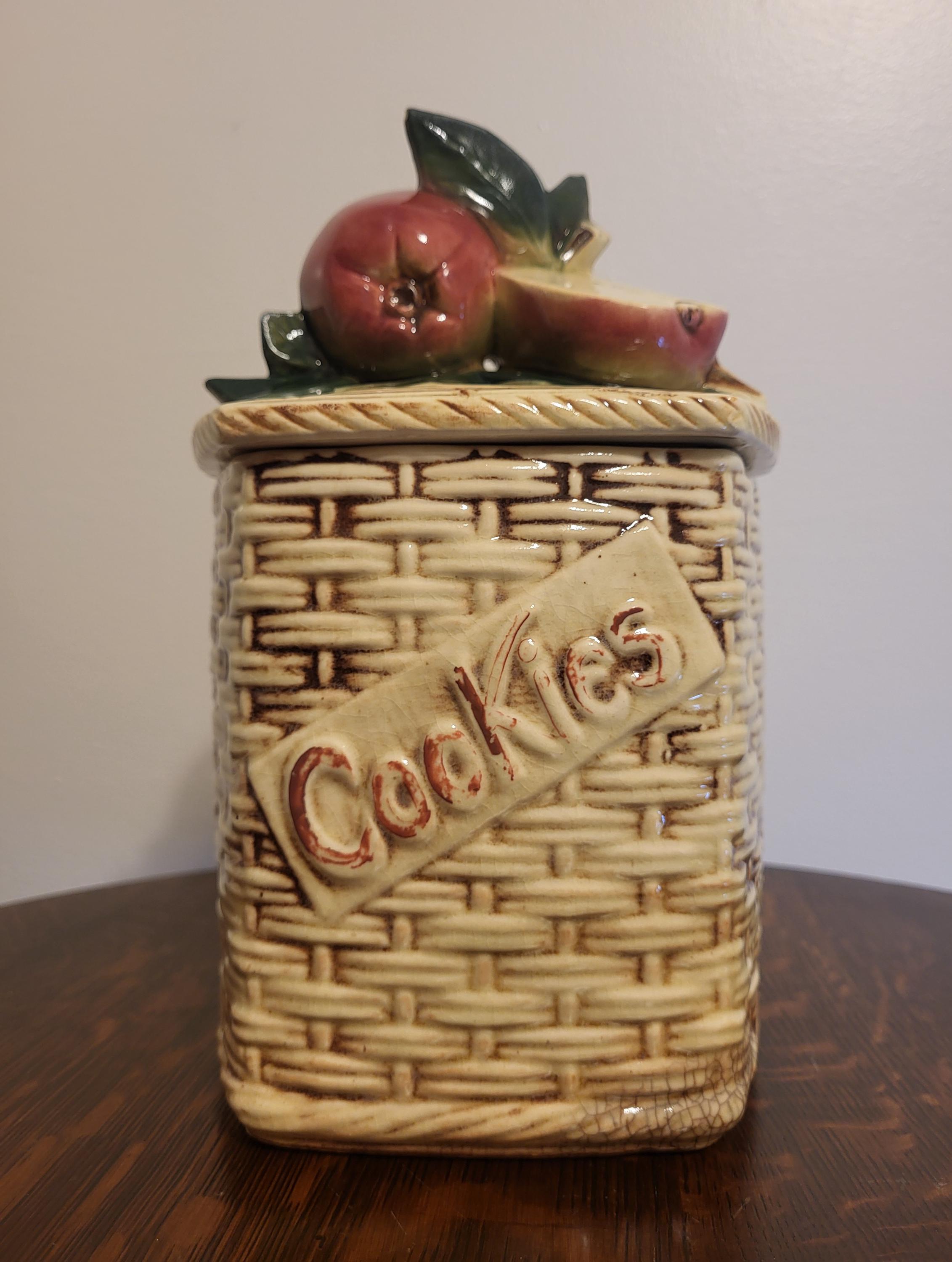 Mccoy Basket Weave Cookie Jar With Apples - Etsy