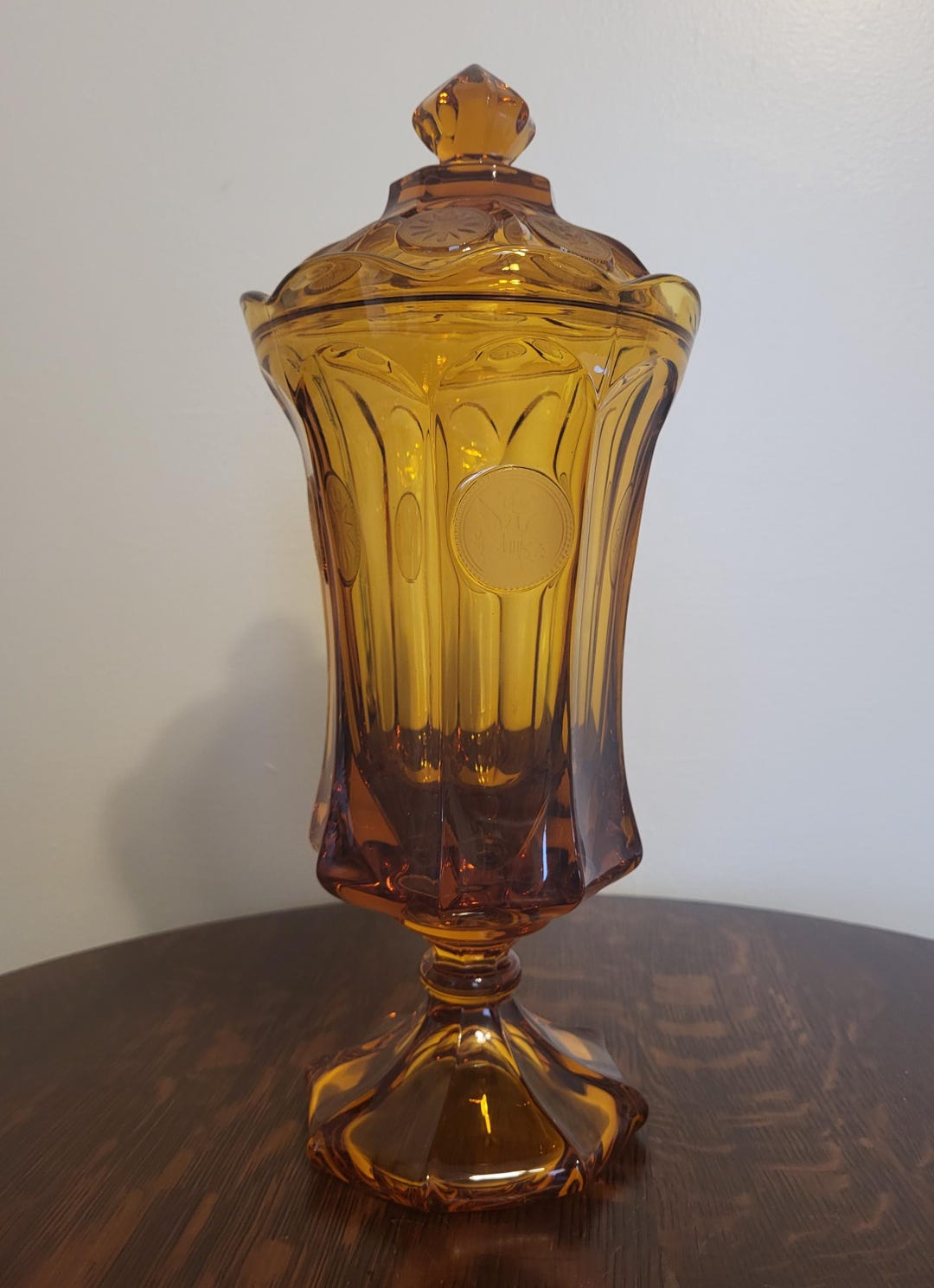 Amber Coin Glass Urn With Lid-vintage Fostoria Collectible - Etsy