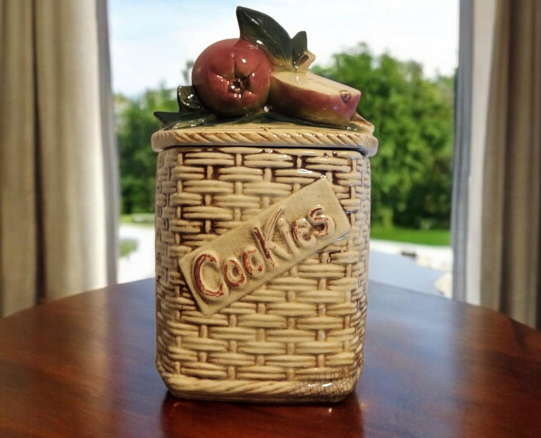 Mccoy Basket Weave Cookie Jar With Apples - Etsy