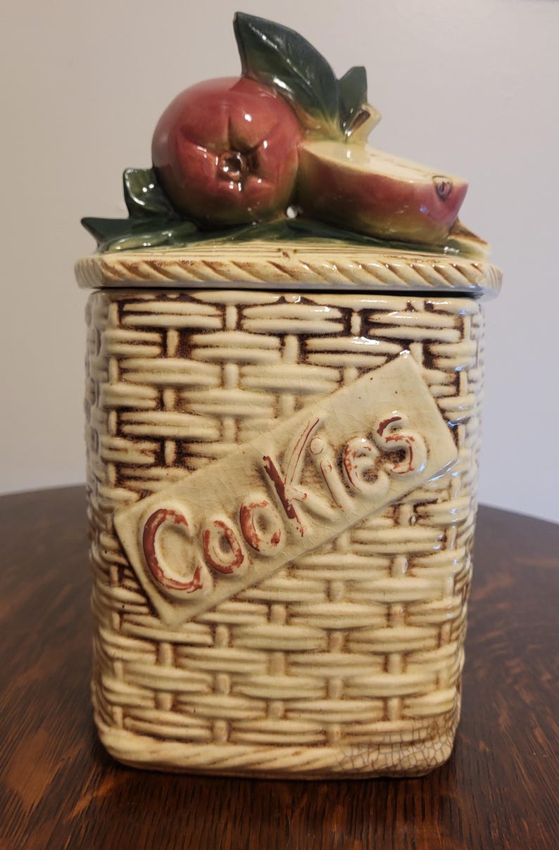 Mccoy Basket Weave Cookie Jar With Apples - Etsy
