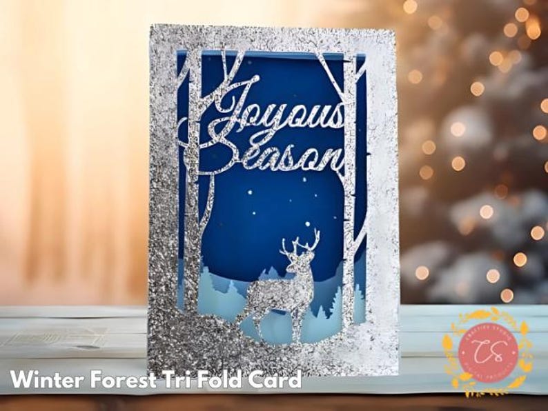 Winter Forest Tri Fold Card - Etsy