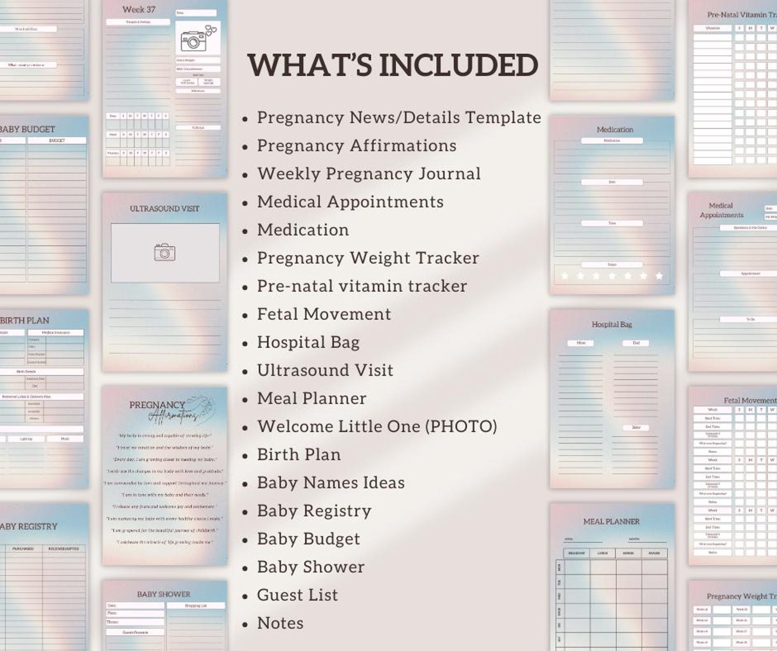 Digital Pregnancy Journal Fetal Movement Log Maternal Health Tracker ...