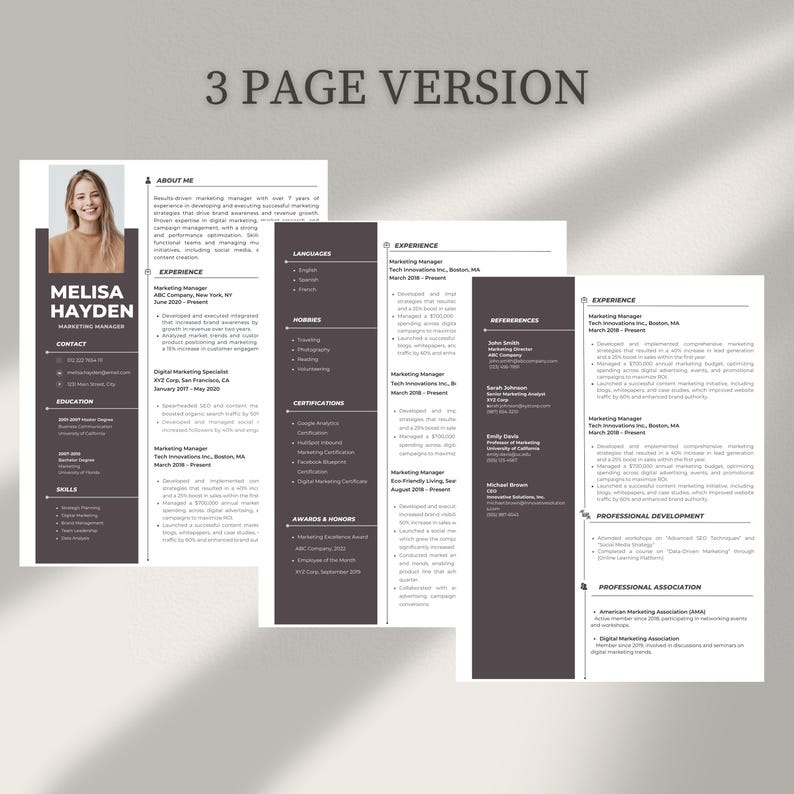 Resume Template Photo Resume Template Microsoft Word PDF Editable Canva Template - Etsy