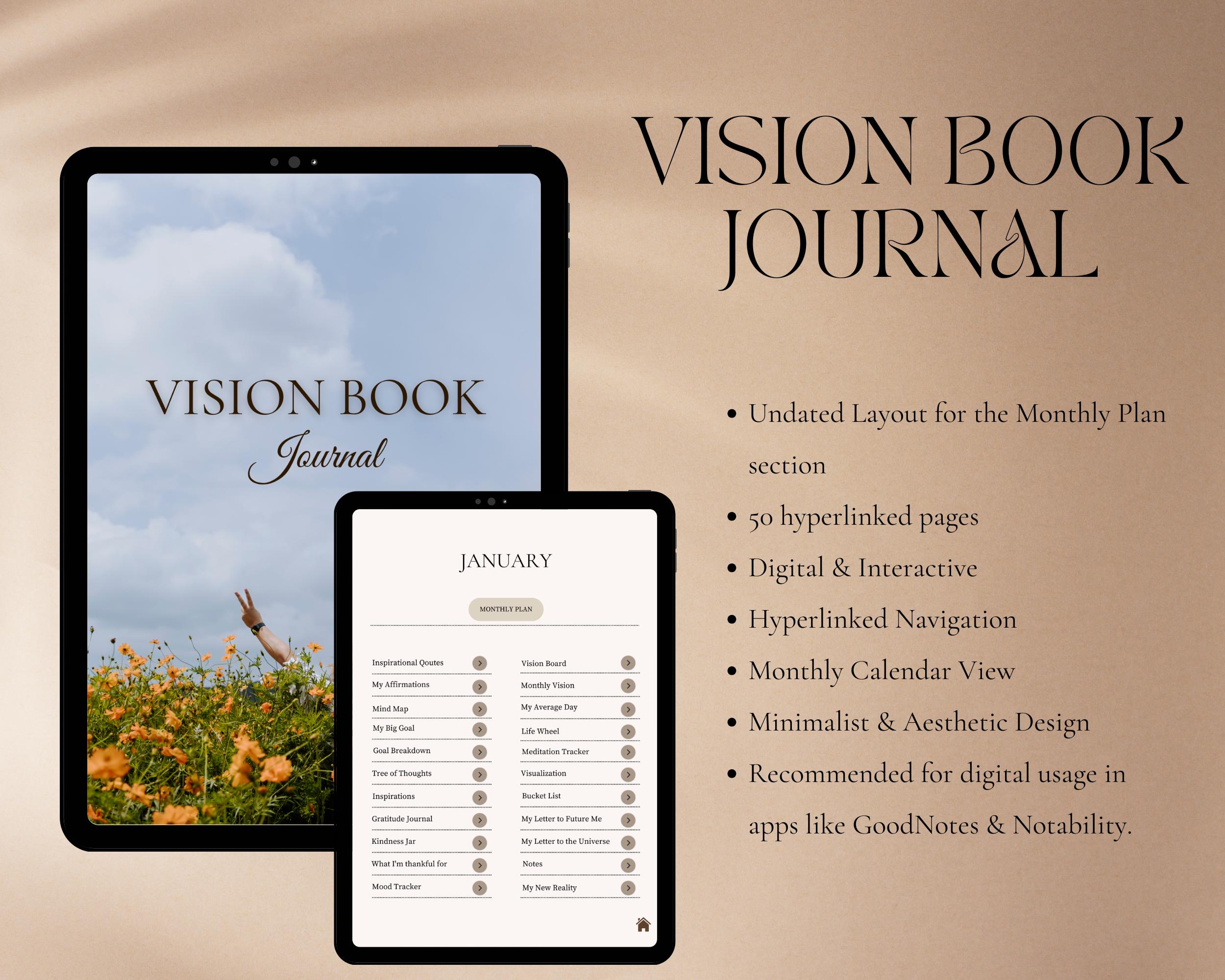 Vision Book Journal: Goal-setting & Mindfulness Planner (PDF) - Etsy