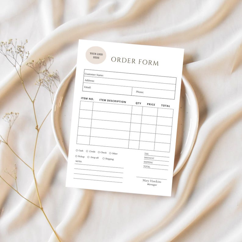 Small Business Order Form Template: Fillable Invoice (digital Download ...