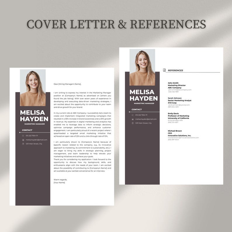 Resume Template | Resume With Photo Template | Microsoft Word, PDF ...