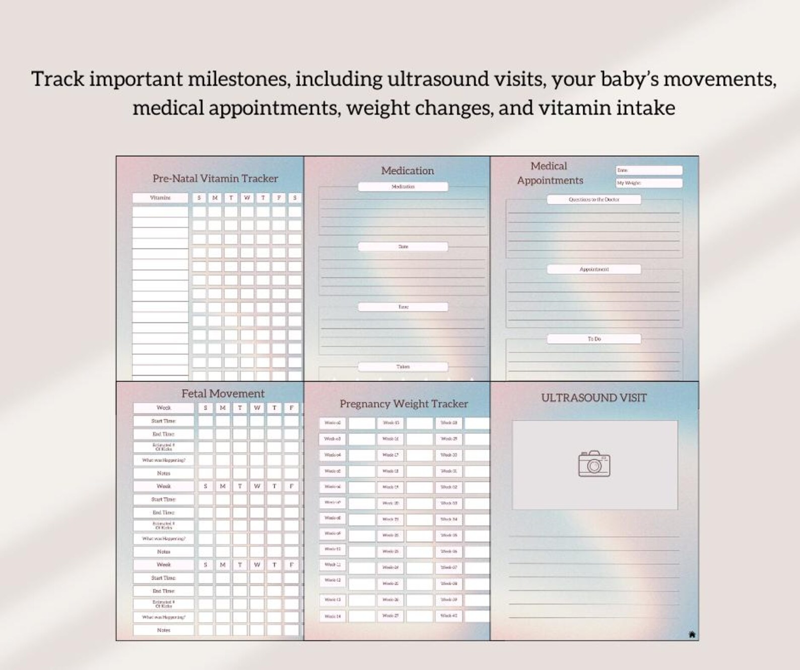 Digital Pregnancy Journal Fetal Movement Log Maternal Health Tracker ...