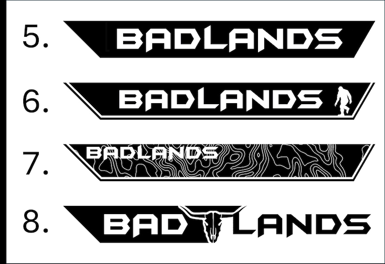 Bronco Drop Down Decals. Wildtrak, Badlands, Sasquatch. 4 Door Bronco ...