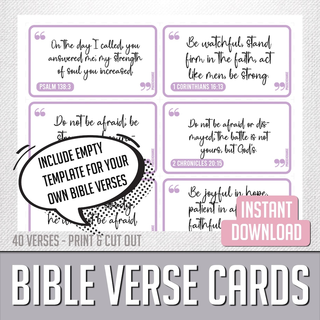 40 Printable Bible Verse Memory Cards Customizable Editable Scripture ...