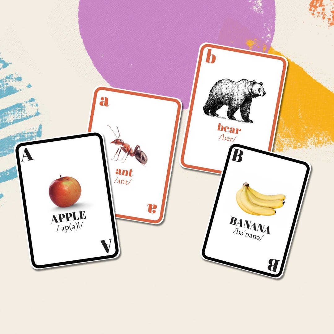Montessori Printable Alphabet Flashcards ABC Educational Cards Learn ...