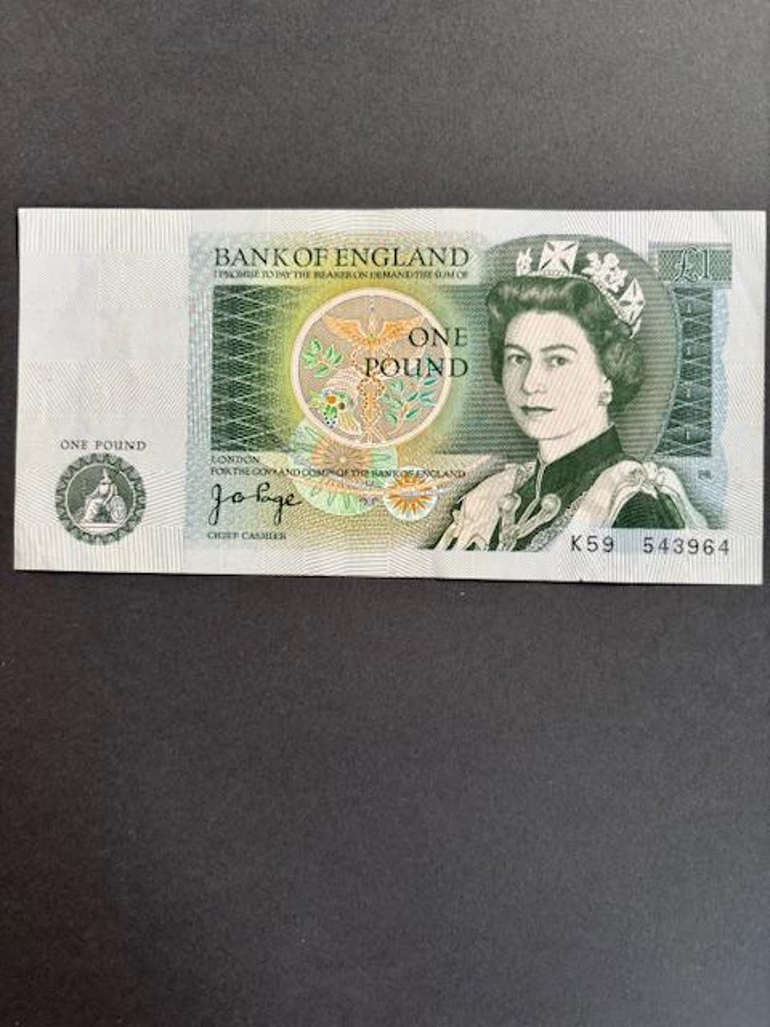 England 1 Pound Bank Note With Signature of JB Page - Etsy