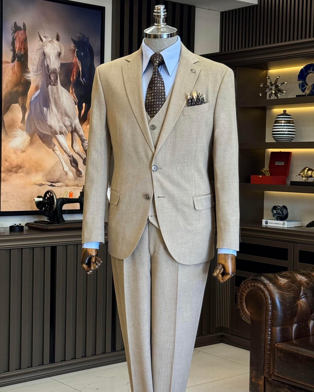 Camel 3-piece Slim Fit Suit for Men - Wedding Suits - Engagement Suits ...