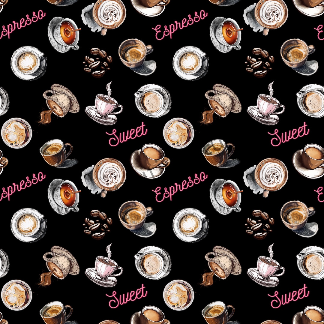 Sweet Espresso Seamless Pattern, Transparent Background 300 DPI, PNG ...