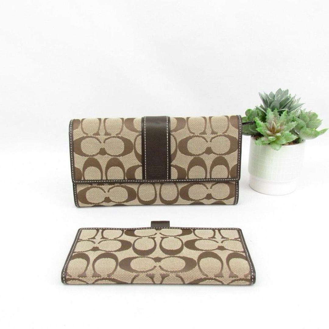 Coach Signature Checkbook Wallet - Etsy