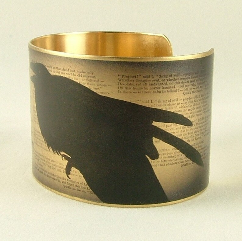 The Raven Edgar Allan Poe Quote Brass Cuff Bracelet - Poetry Bracelet ...