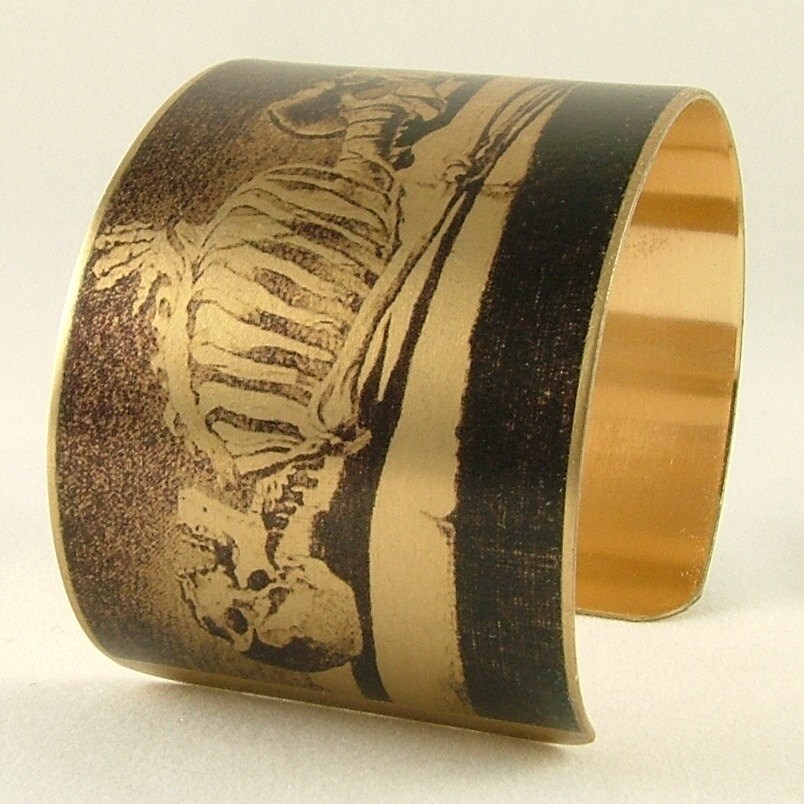 Human Skeleton Brass Cuff Bracelet Macabre Bones in the - Etsy