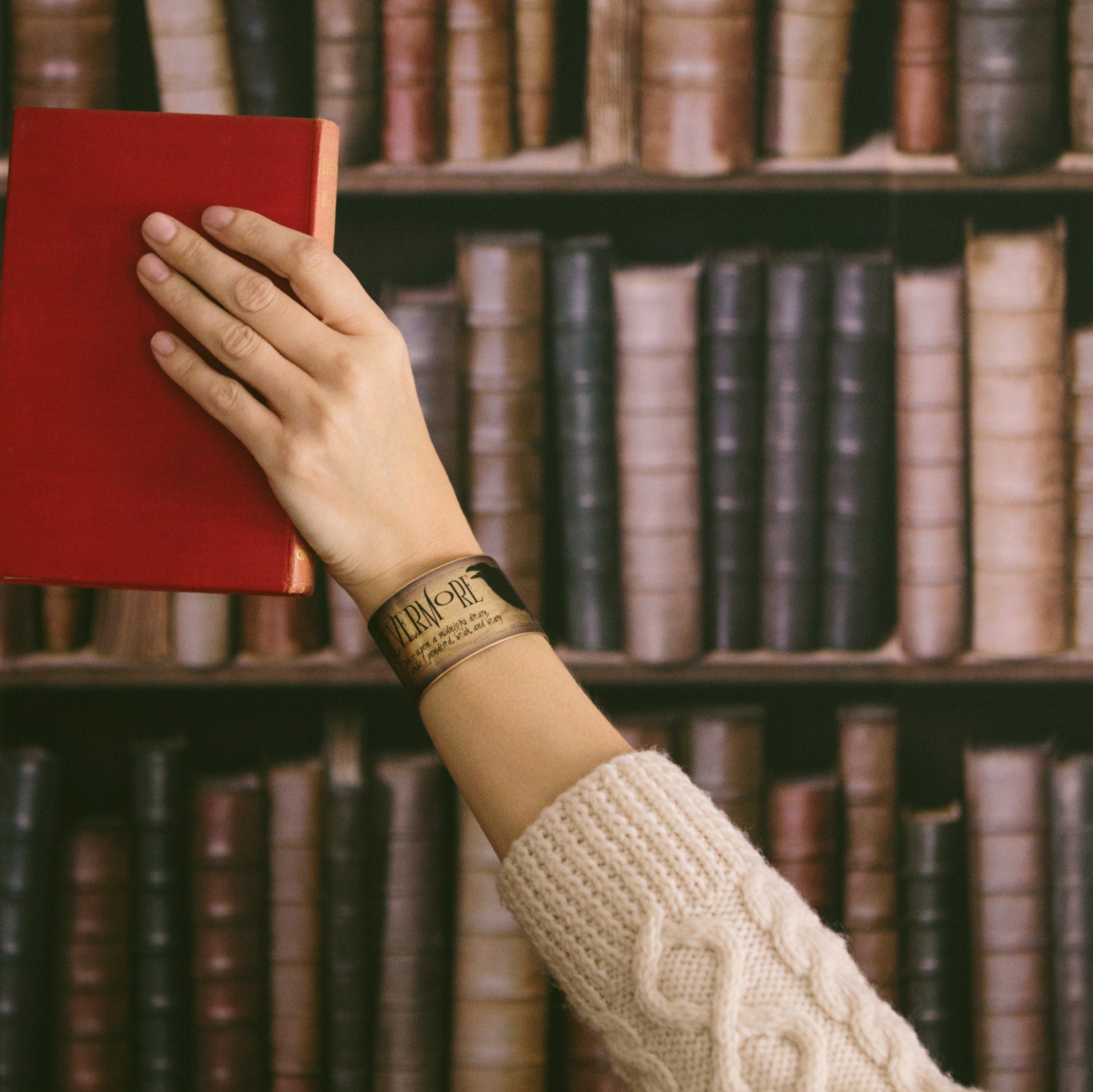 The Raven Edgar Allan Poe Quote Brass Cuff Bracelet - Poetry Bracelet ...