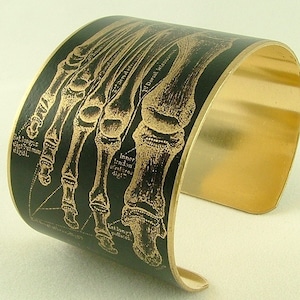Cuff Bracelet - Anatomical Foot Bones Skeleton - Bone Illustration ...