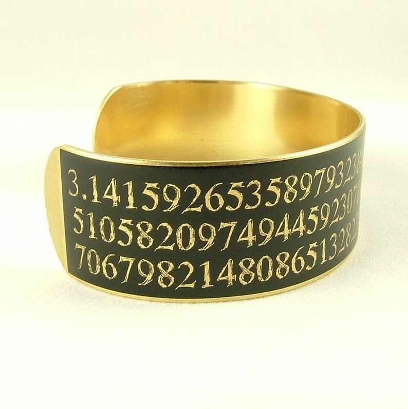 Pi SLIM Brass Cuff Bracelet in Black - Geek Jewelry - Mathematics Gifts ...