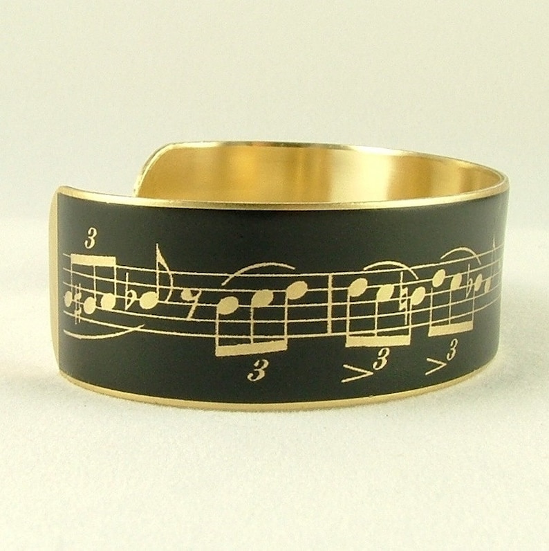 Love Music Slim Cuff - Sheet Music - Black Bracelet in Brass Musical ...
