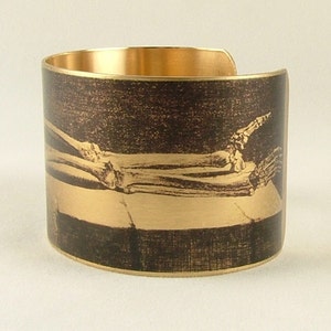 Human Skeleton Brass Cuff Bracelet Macabre Bones in the Mausoleum - Etsy