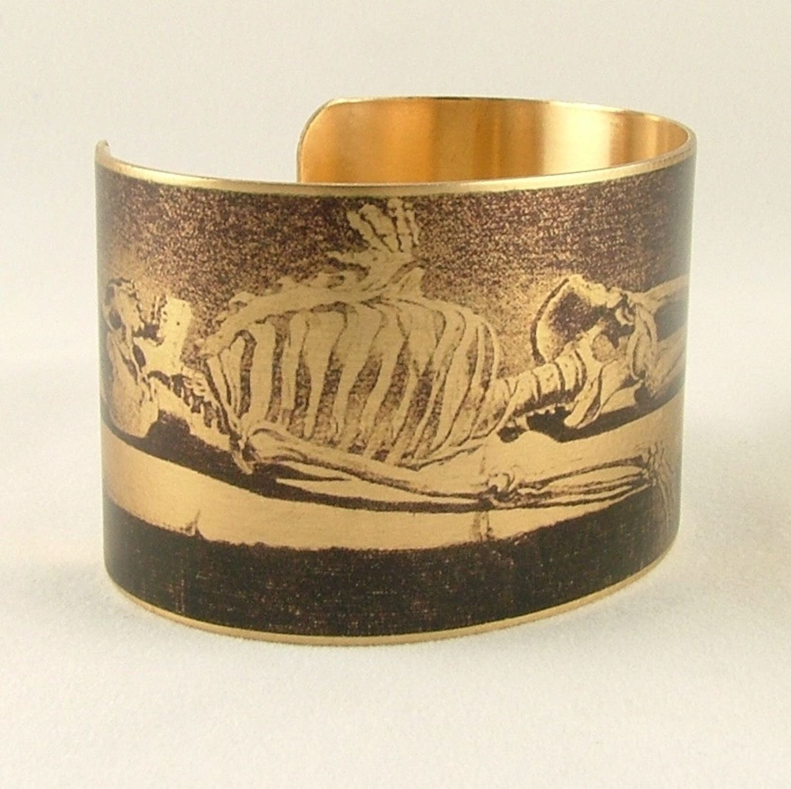 Human Skeleton Brass Cuff Bracelet Macabre Bones in the - Etsy