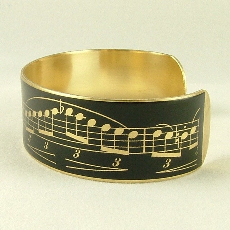 Love Music Slim Cuff - Sheet Music - Black Bracelet in Brass Musical ...