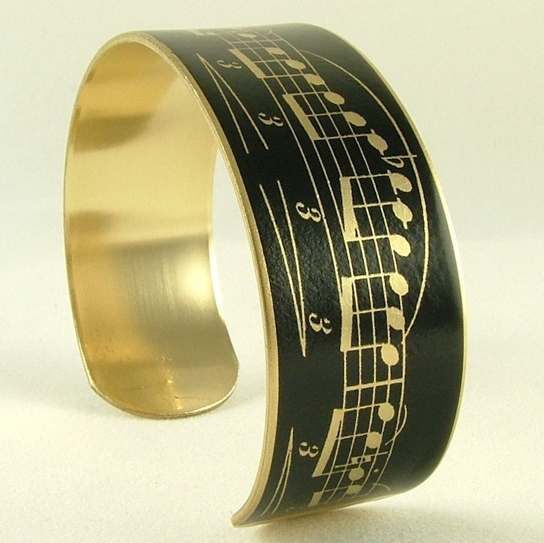 Love Music Slim Cuff - Sheet Music - Black Bracelet in Brass Musical ...