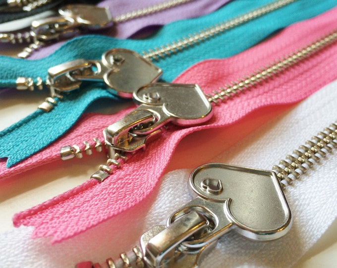 Metal Teeth 7 Inch Zippers With Special Heart Pull YKK 5 - Etsy