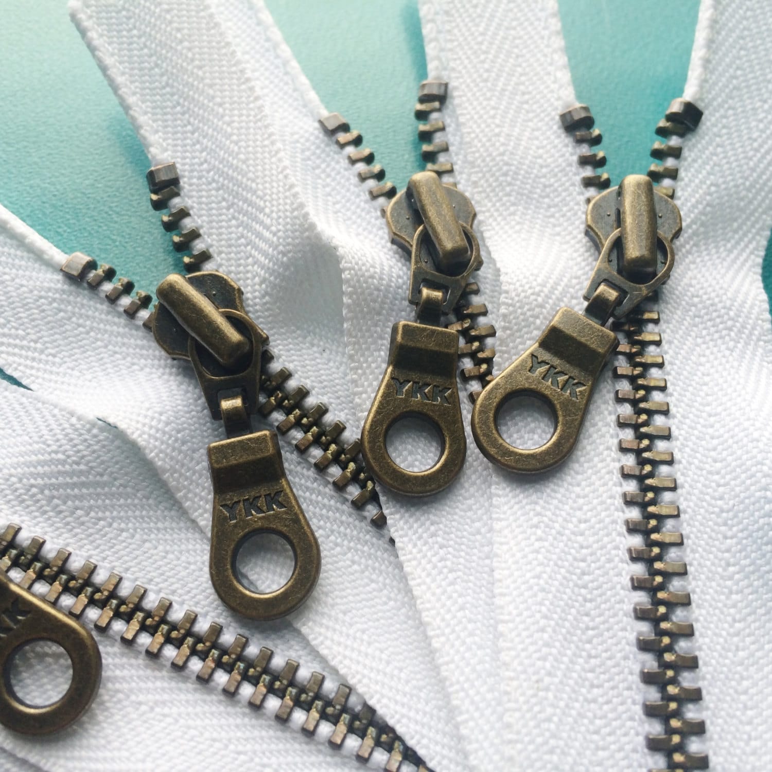 YKK Zippers- Antique Brass Donut Pull Metal Zipper- 501 White- (5 ...