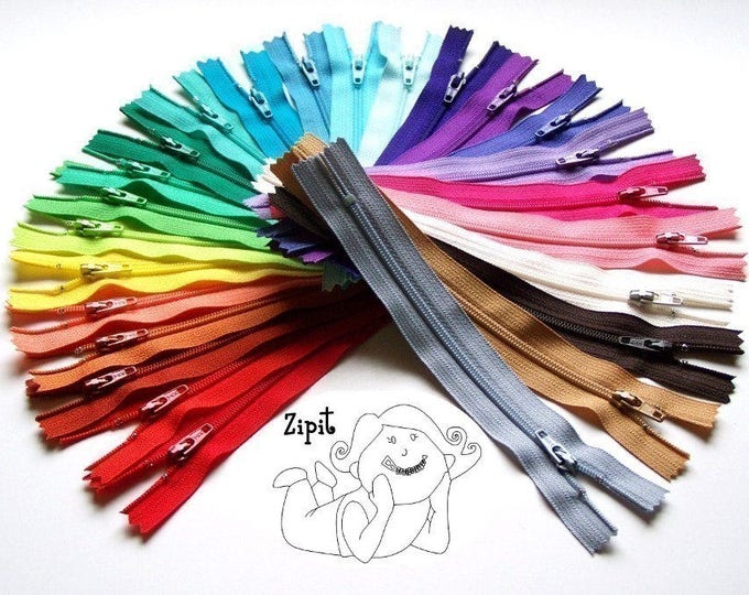 100 Assorted YKK Zippers- All Purpose Zips - Available in 3,4,5,6,7,8,9 ...