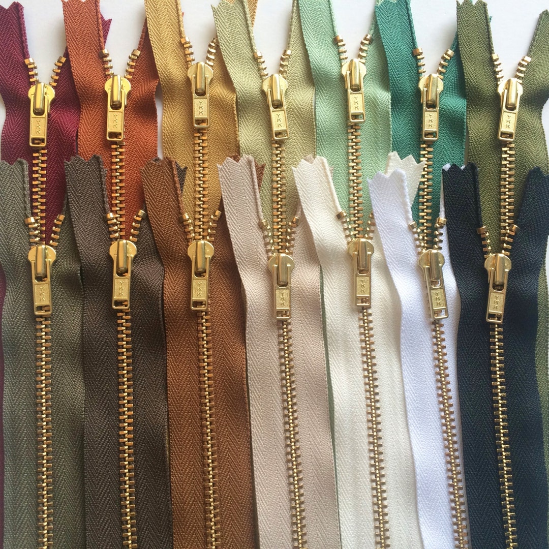 Metal Zippers- 7 Inch Closed Bottom Ykk Brass Teeth Zips- (14) Pieces ...