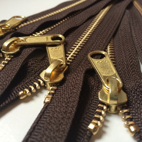 YKK Metal Teeth Zippers off White Ivory Brass With Donut | Etsy