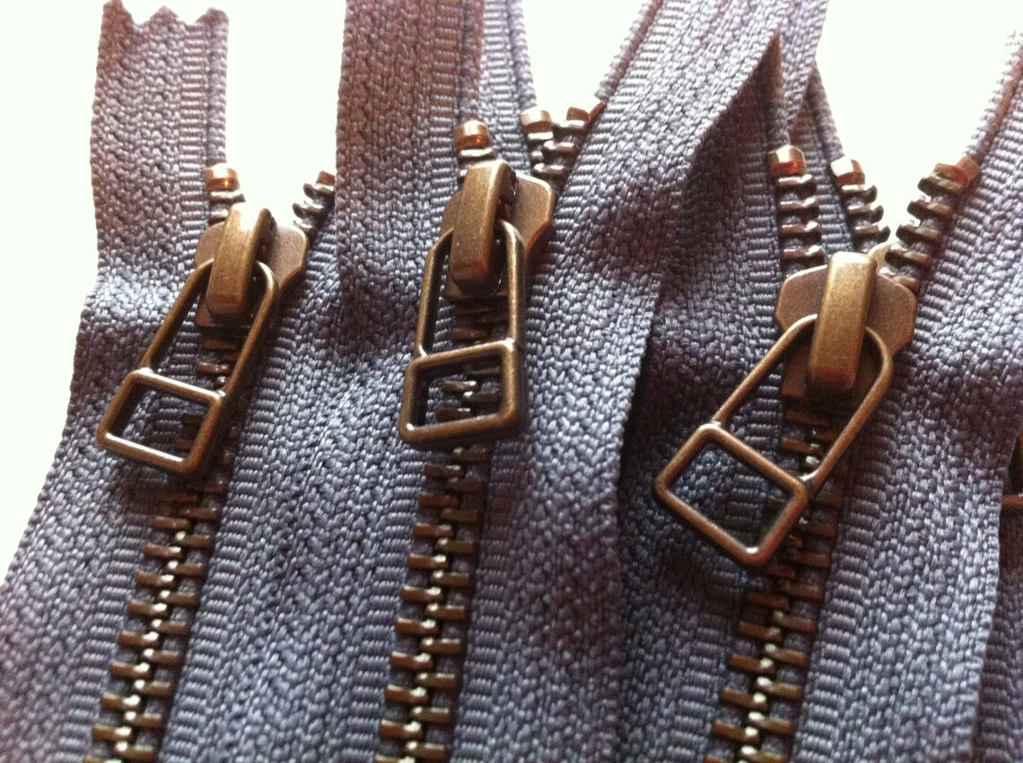 YKK Metal Zippers With Antique Brass Finish and DHR Style Pull- (5 ...